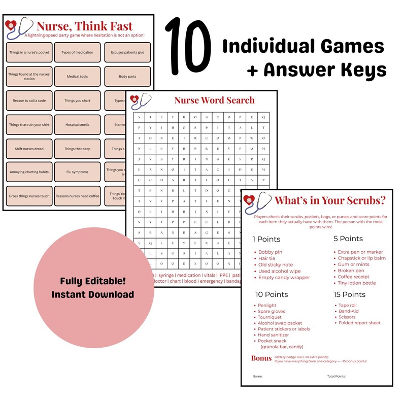 Nurse Party Games Bundle: 10 Printable Team Activities (PDF) - Etsy