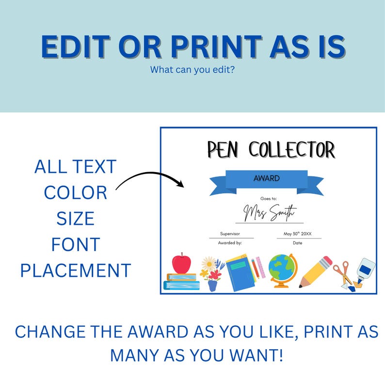 Funny & Formal Teacher Awards: 50 Printable Certificates (editable PDF ...