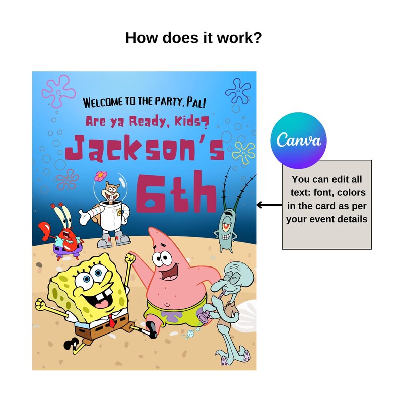 Editable Spongebob Party Welcome Sign | Spongebob & Friends Birthday ...