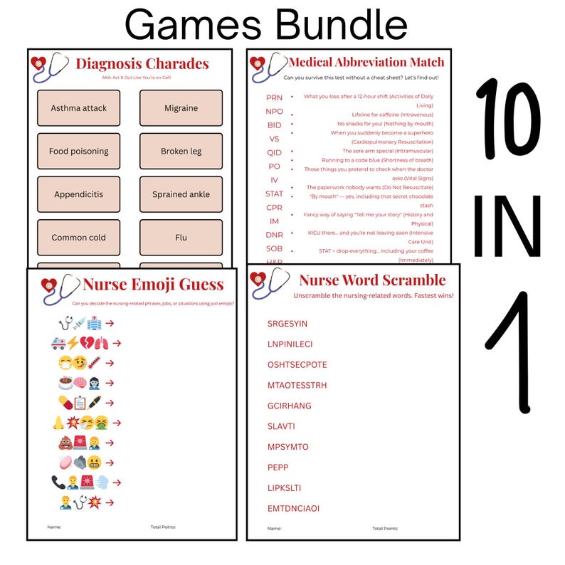 Nurse Party Games Bundle: 10 Printable Team Activities (PDF) - Etsy