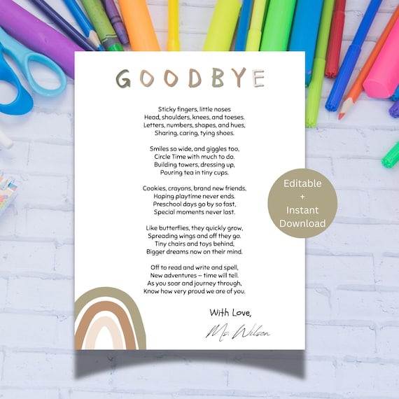 Graduation Poem Template Preschool Graduation Poem By Mrs Ps Ed Tech
