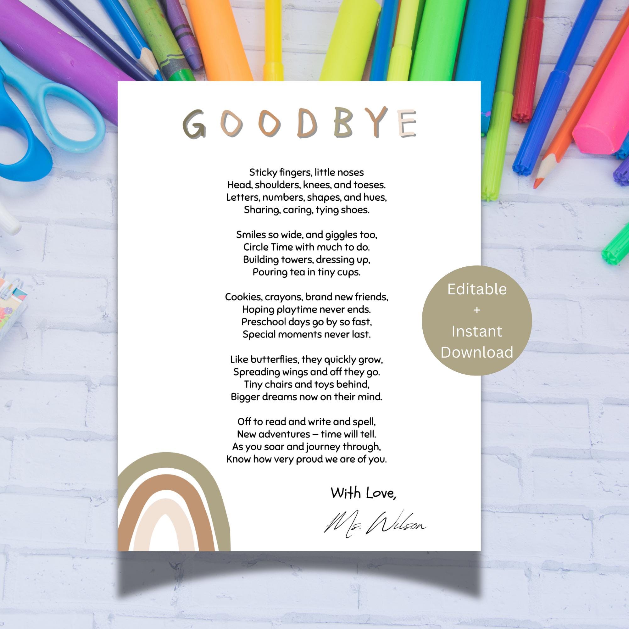Preschool Graduation Poem Printable | Editable Canva Template | Kids ...