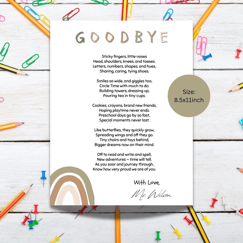 Preschool Graduation Poem Printable | Editable Canva Template | Kids ...