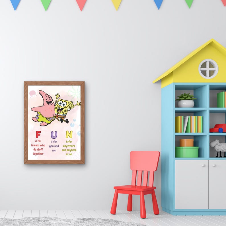 Spongebob Poster - Best Friend Digital Wall Art, Cartoon Printable ...