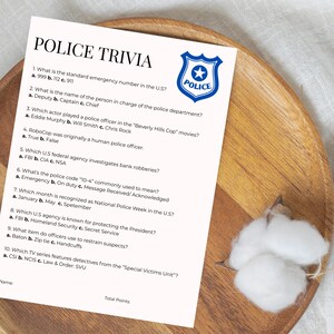 Police Trivia Game: Law Enforcement Retirement Party (digital Download ...