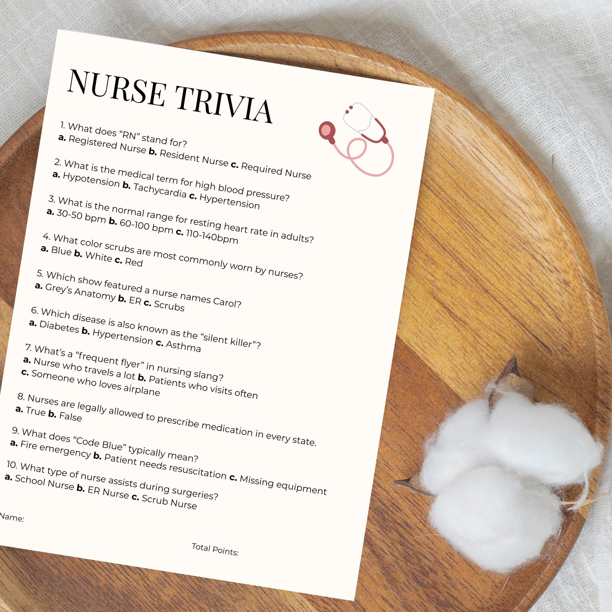 Nurse Trivia Game: Printable RN Graduation, Retirement Party (PDF) - Etsy