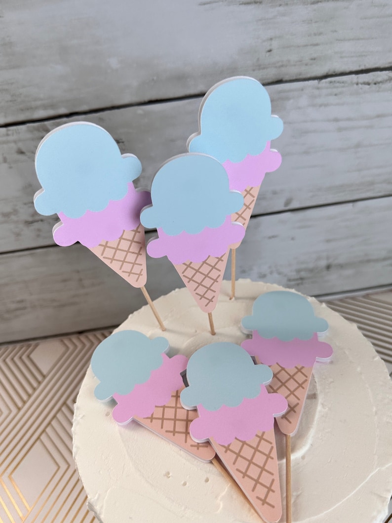 Ice Cream Cupcake Toppers Theme Set of 12 Birthday Ice - Etsy