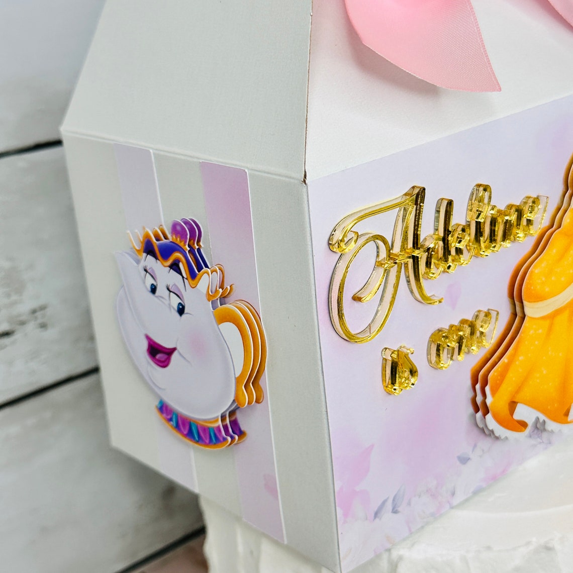 Belle Gable Box, Belle Birthday, Party Decoration Box Belle, Favor Box ...