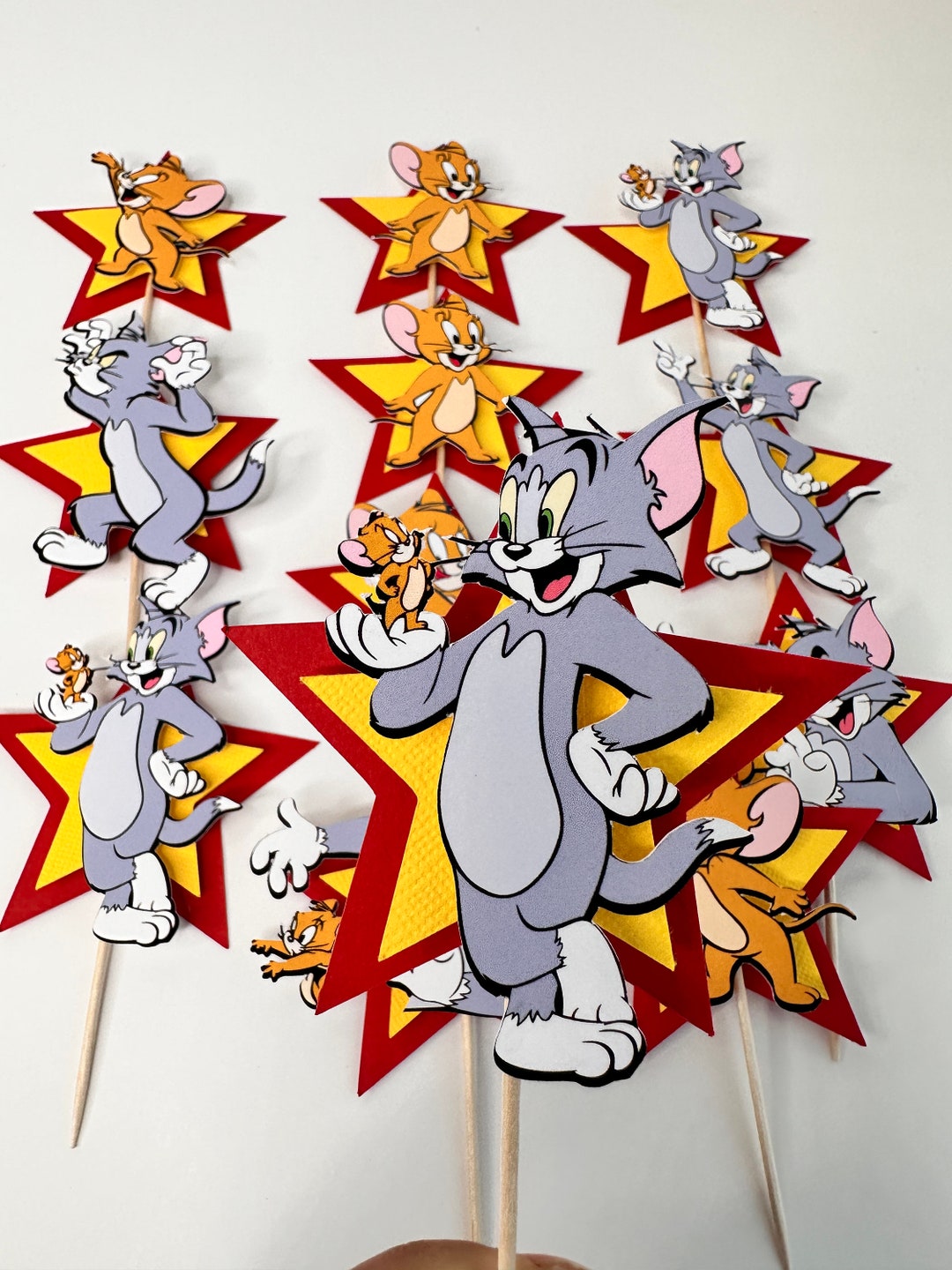 Tom & Jerry Cupcake Topper, Tom Y Jerry Cupcake Topper, Party Decor ...