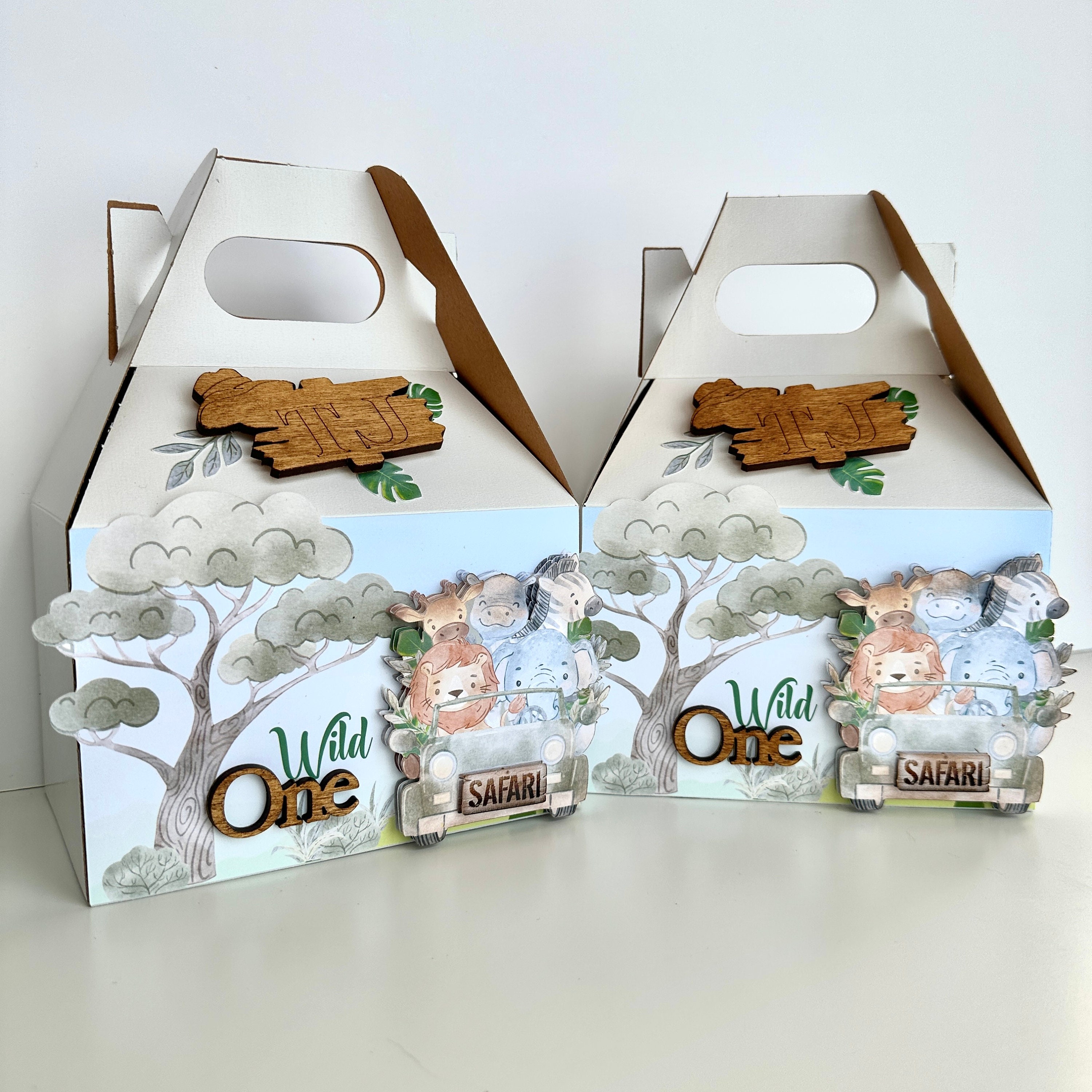 Safari Birthday Favor Box With a Touch of Wood, Safari Partydecor ...