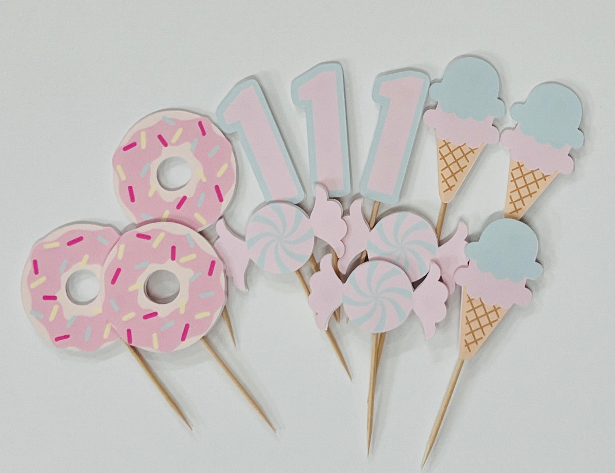 Ice Cream Cupcake Toppers Theme, Set of 12, Birthday, Ice Cream ...
