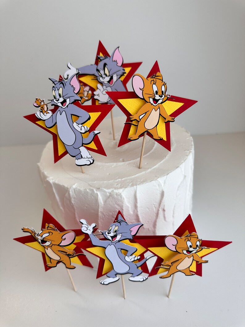 Tom & Jerry Cupcake Topper Tom Y Jerry Cupcake Topper Party - Etsy