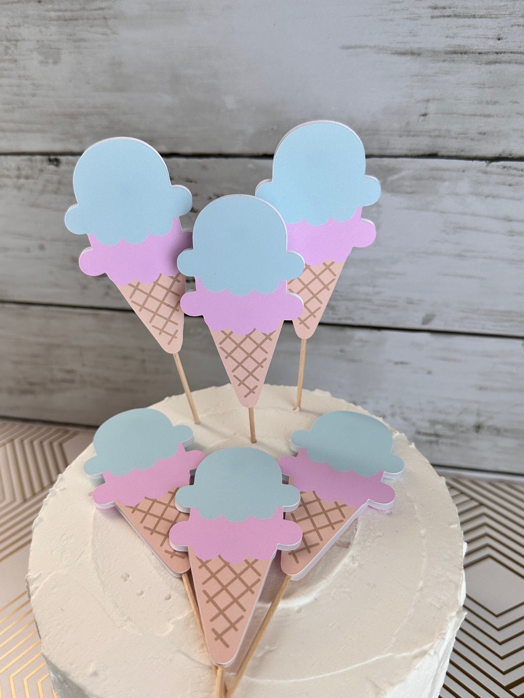 Ice Cream Cupcake Toppers Theme, Set of 12, Birthday, Ice Cream ...