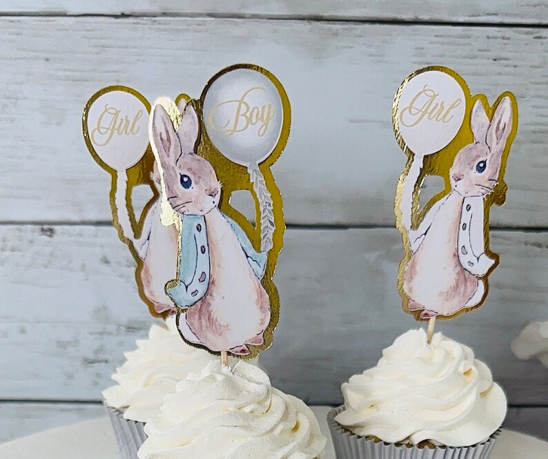 Peter Rabbit Cupcake Topper Gender Reveal Peter Rabbit Boy or - Etsy