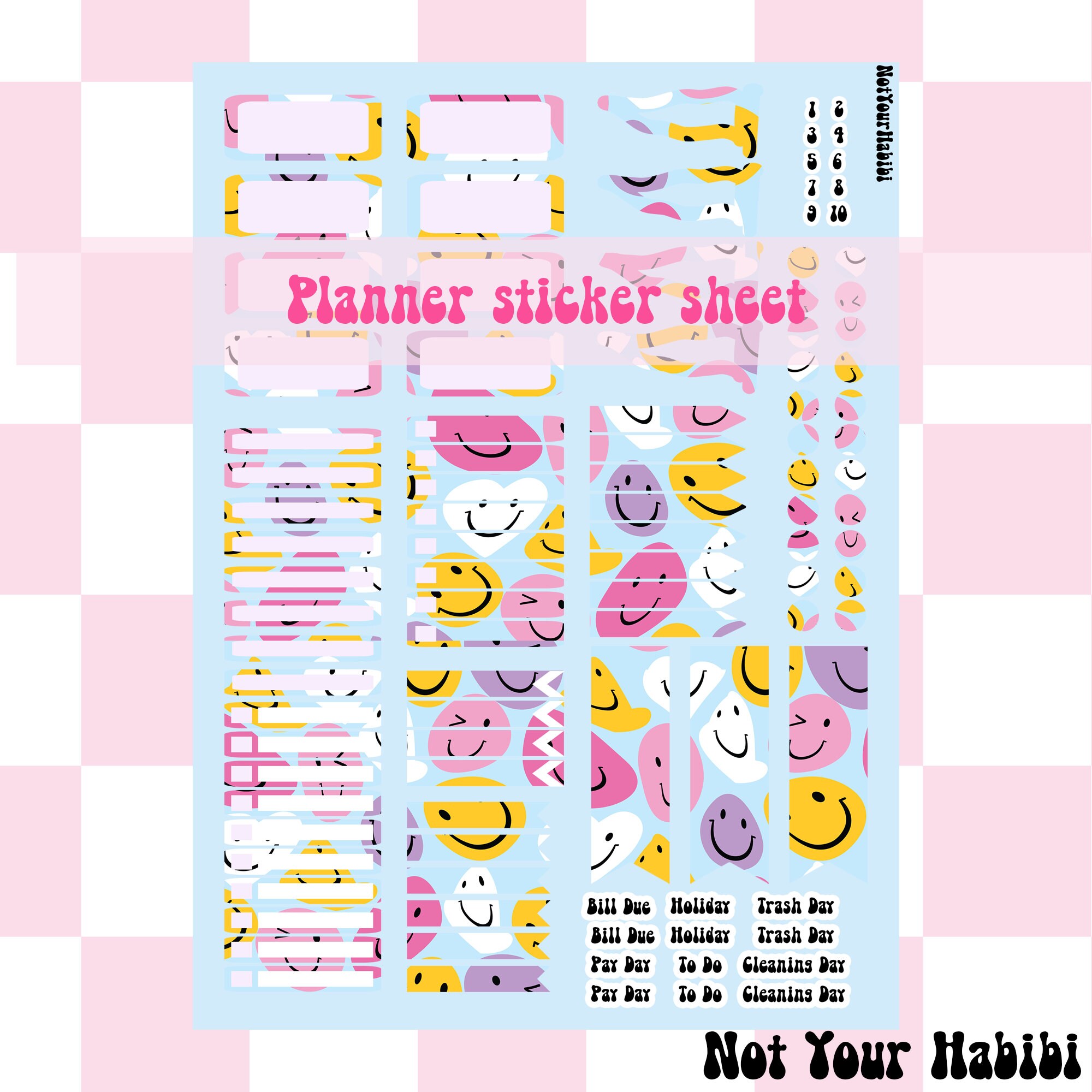 Smiley Face Planner Sticker Sheet - Etsy