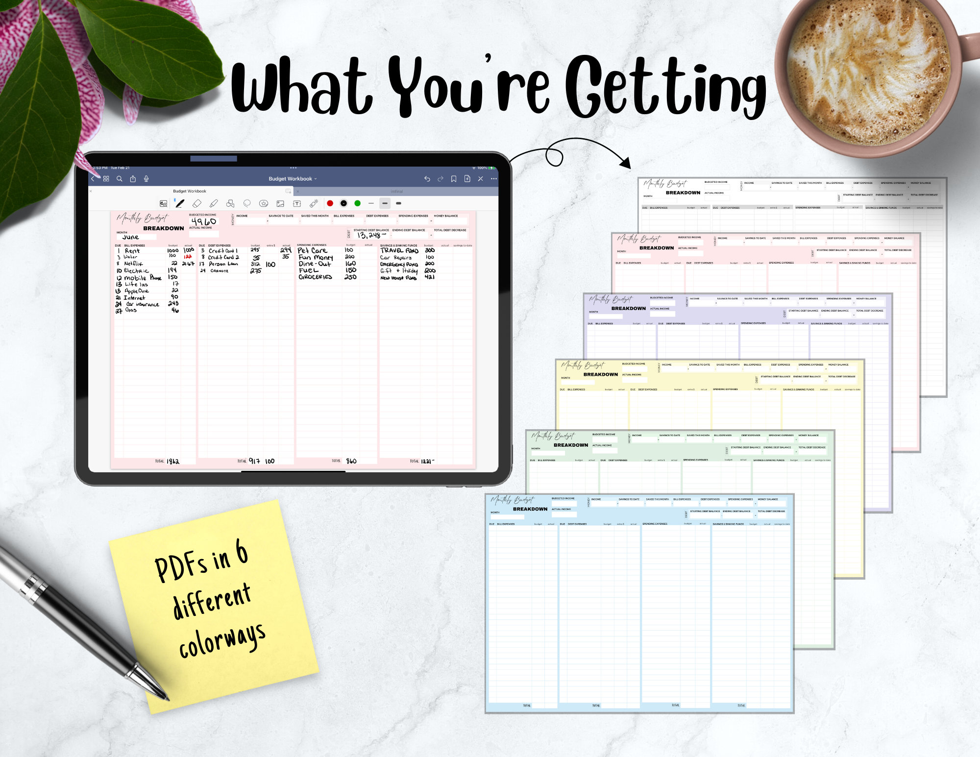 Monthly Budget Breakdown | Budget Tracker | Goodnotes | Onenote ...