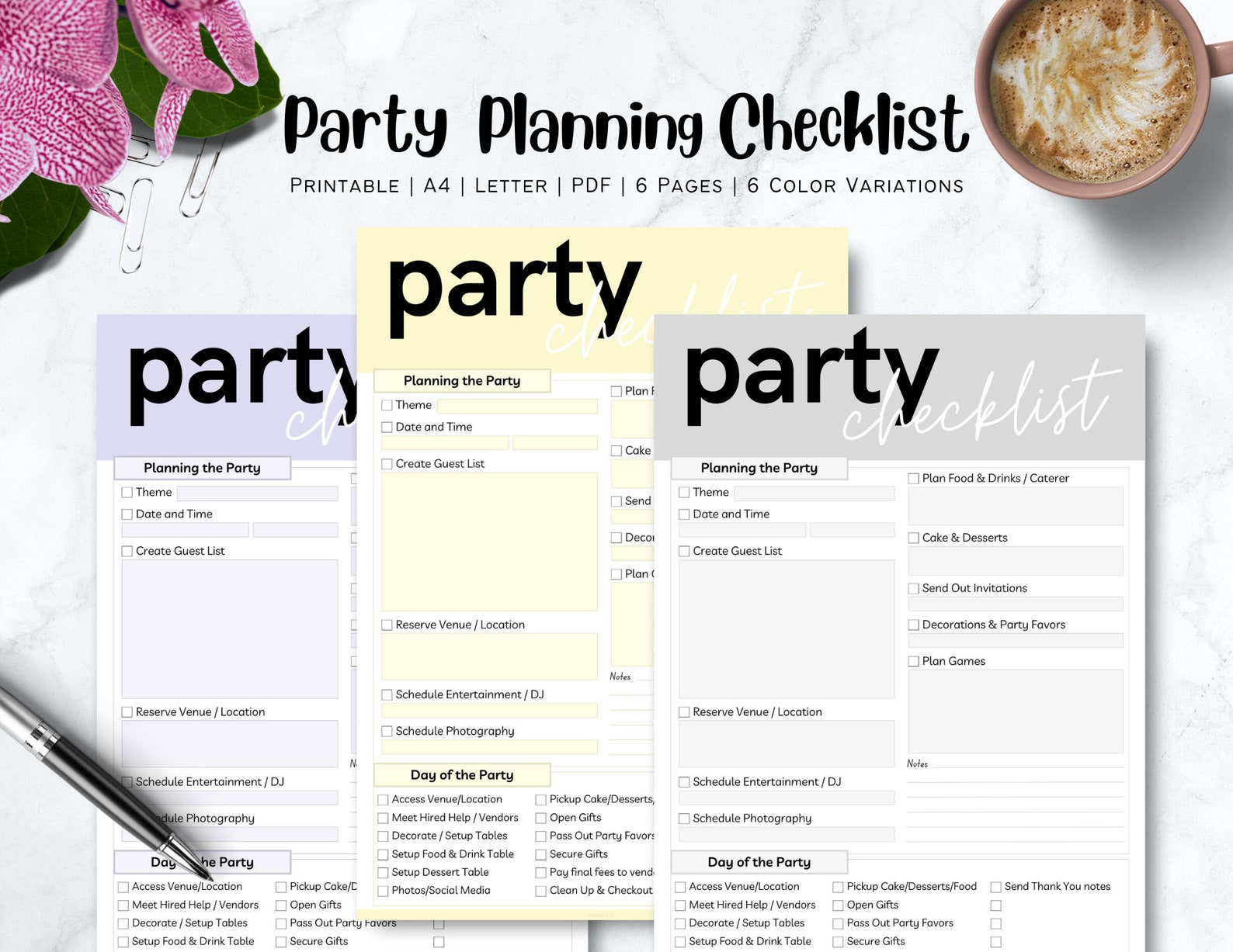 Party Planning Checklist Printable | Minimalist Party List | Kids ...