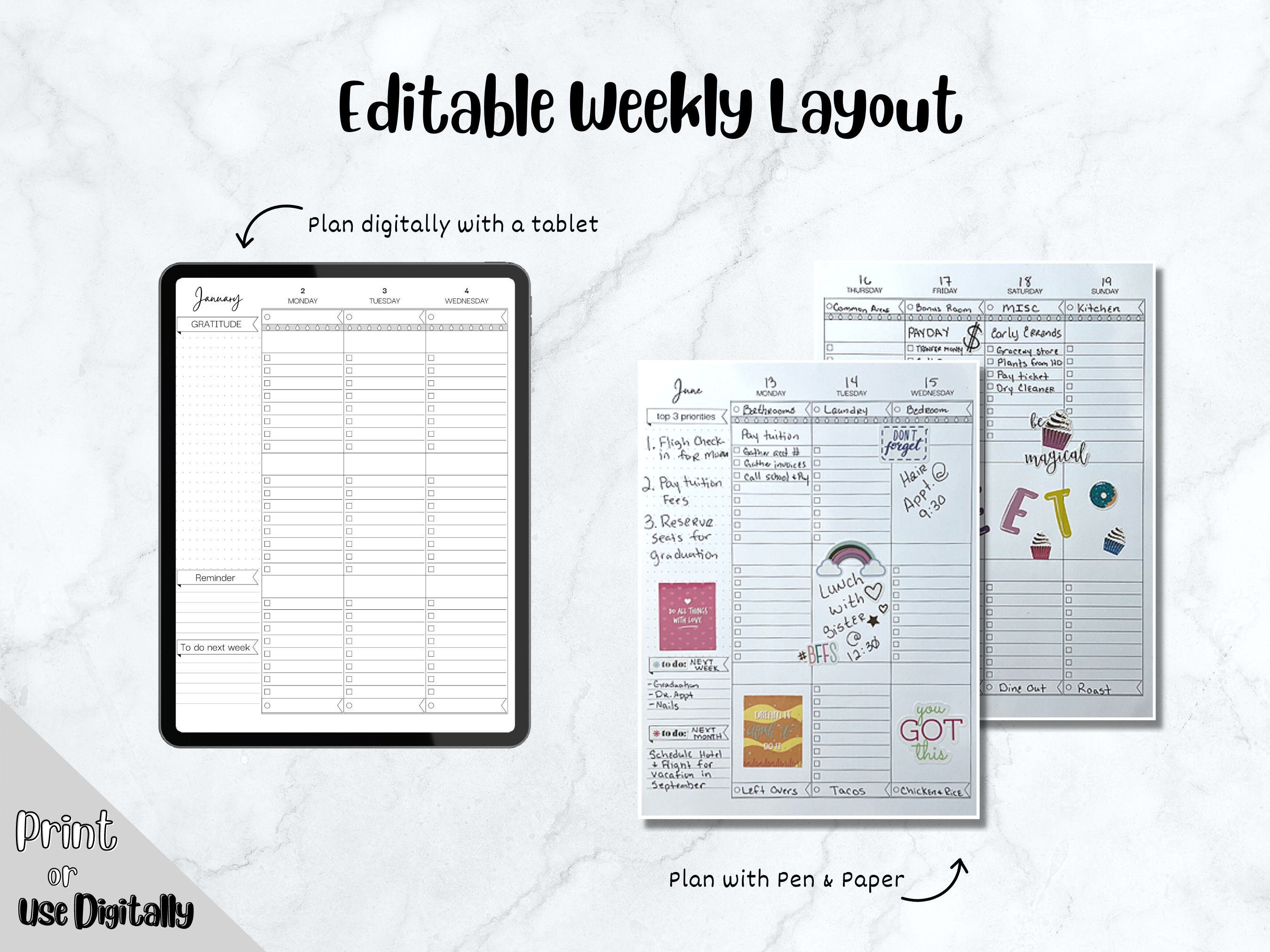 HP BIG Weekly Vertical Planner Inserts | Monthly Planner | Minimalist ...