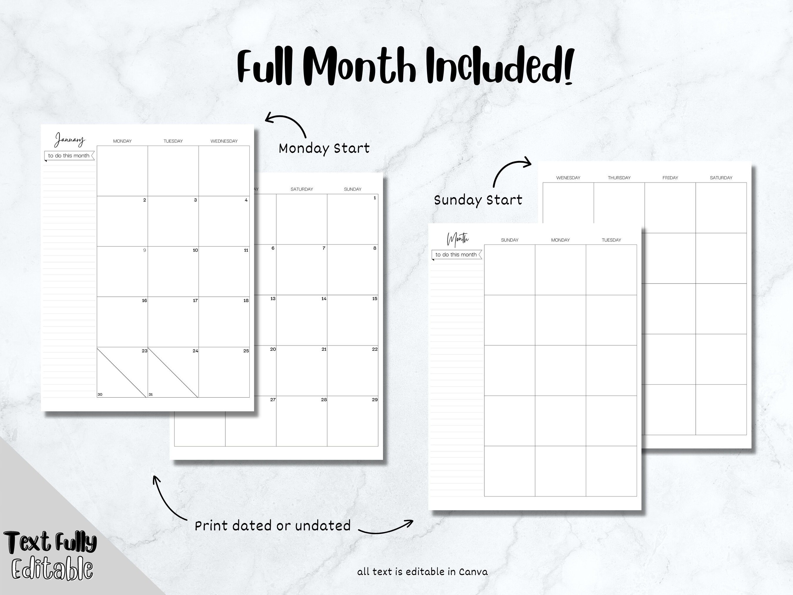 HP BIG Weekly Vertical Planner Inserts | Monthly Planner | Minimalist ...