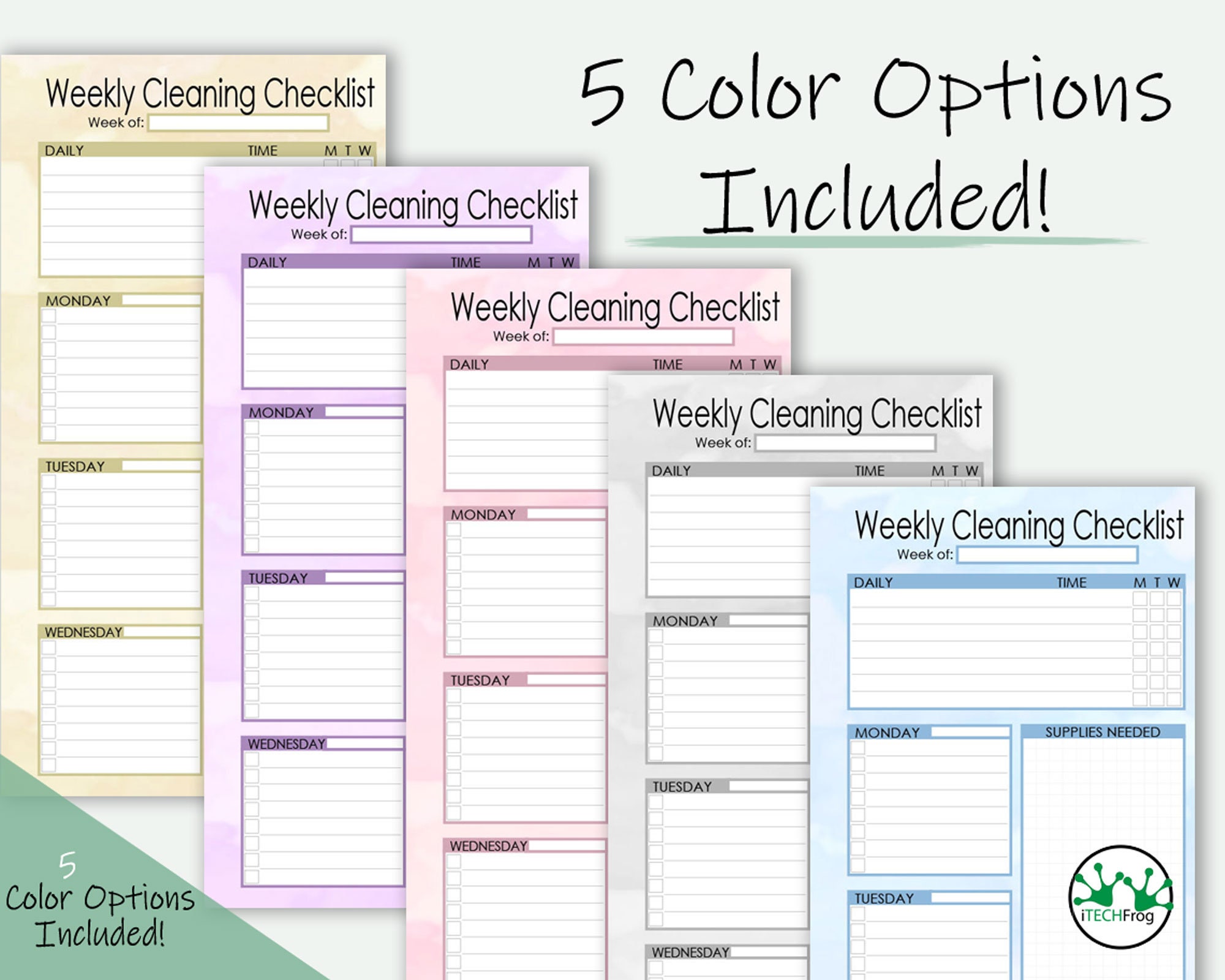 Editable & Printable Weekly Cleaning Checklist Cleaning Routine ...