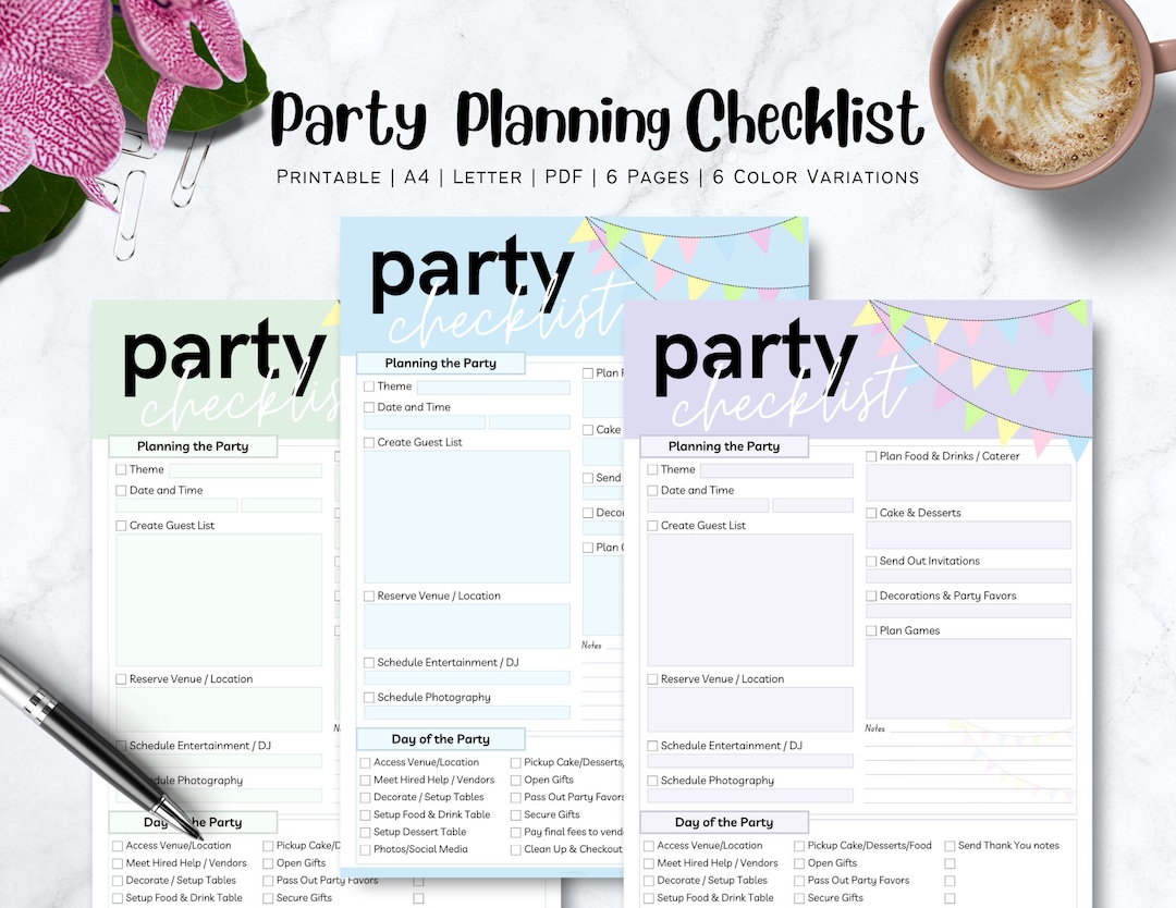 Party Planning Checklist Printable | Colorful Party Balloons | Kids ...