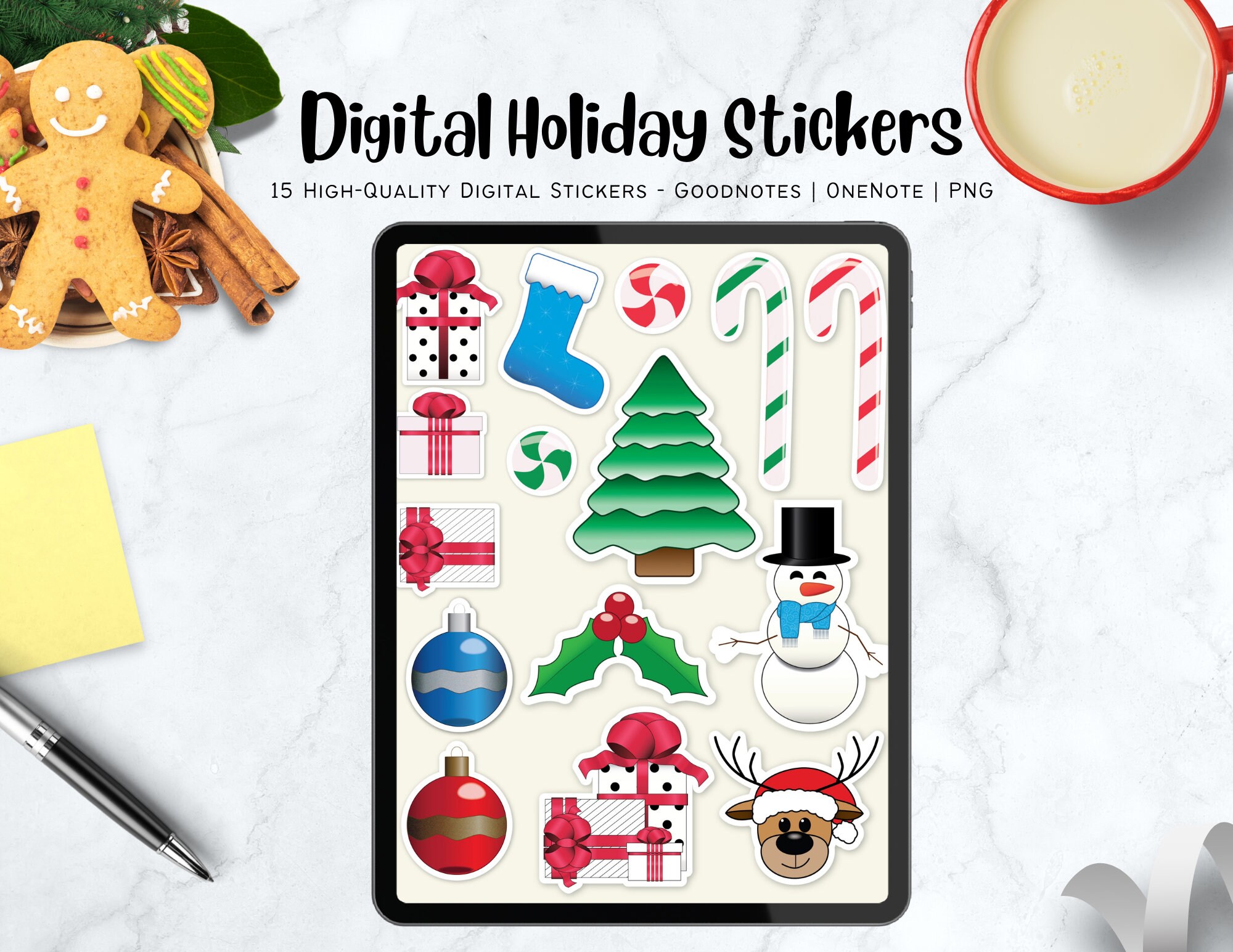 CHRISTMAS Digital Stickers Goodnotes Onenote Notability Xodo PNG ...