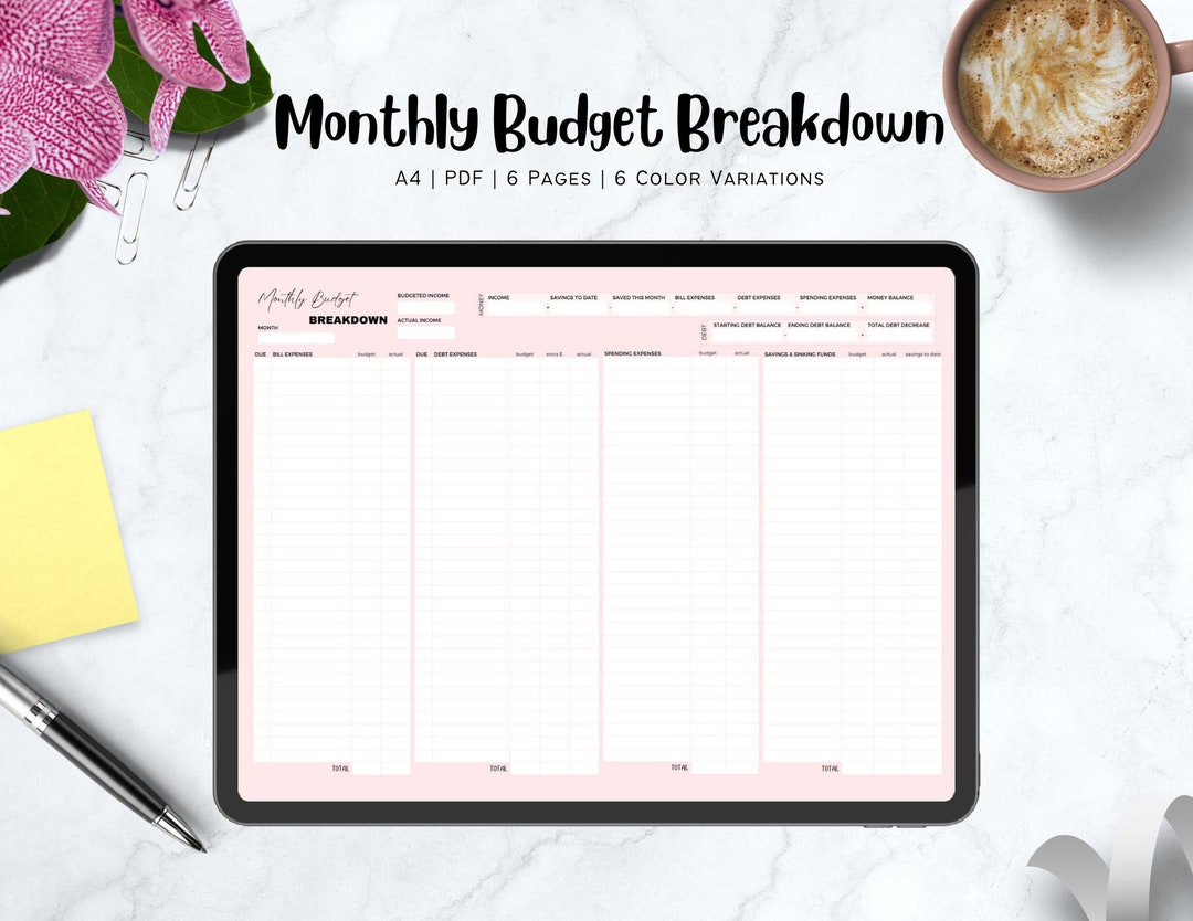 Monthly Budget Breakdown | Budget Tracker | Goodnotes | Onenote ...