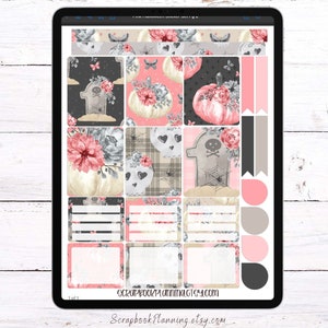 Pink Halloween Digital Sticker Set October Digital Planner - Etsy