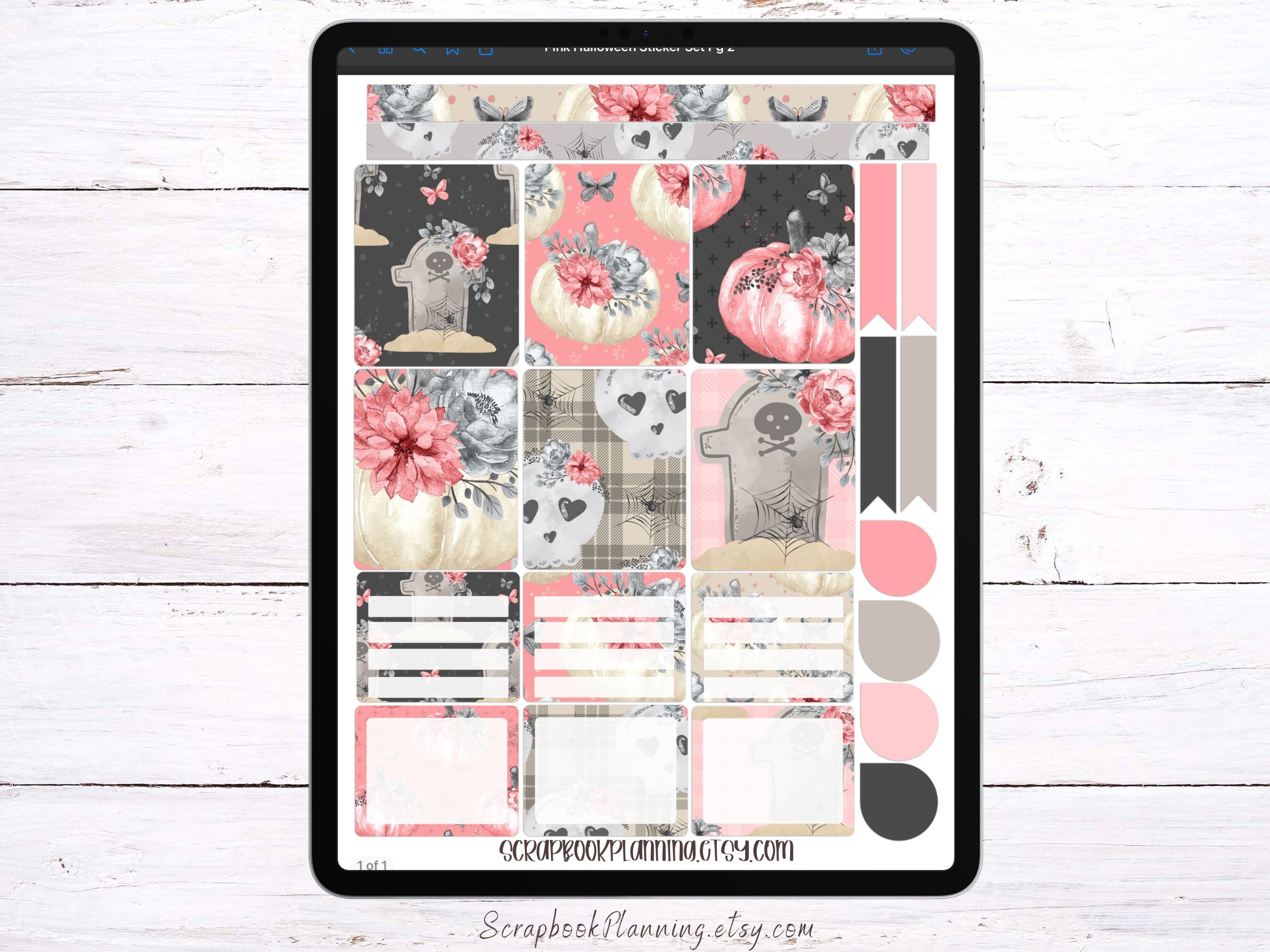Pink Halloween Digital Sticker Set October Digital Planner - Etsy