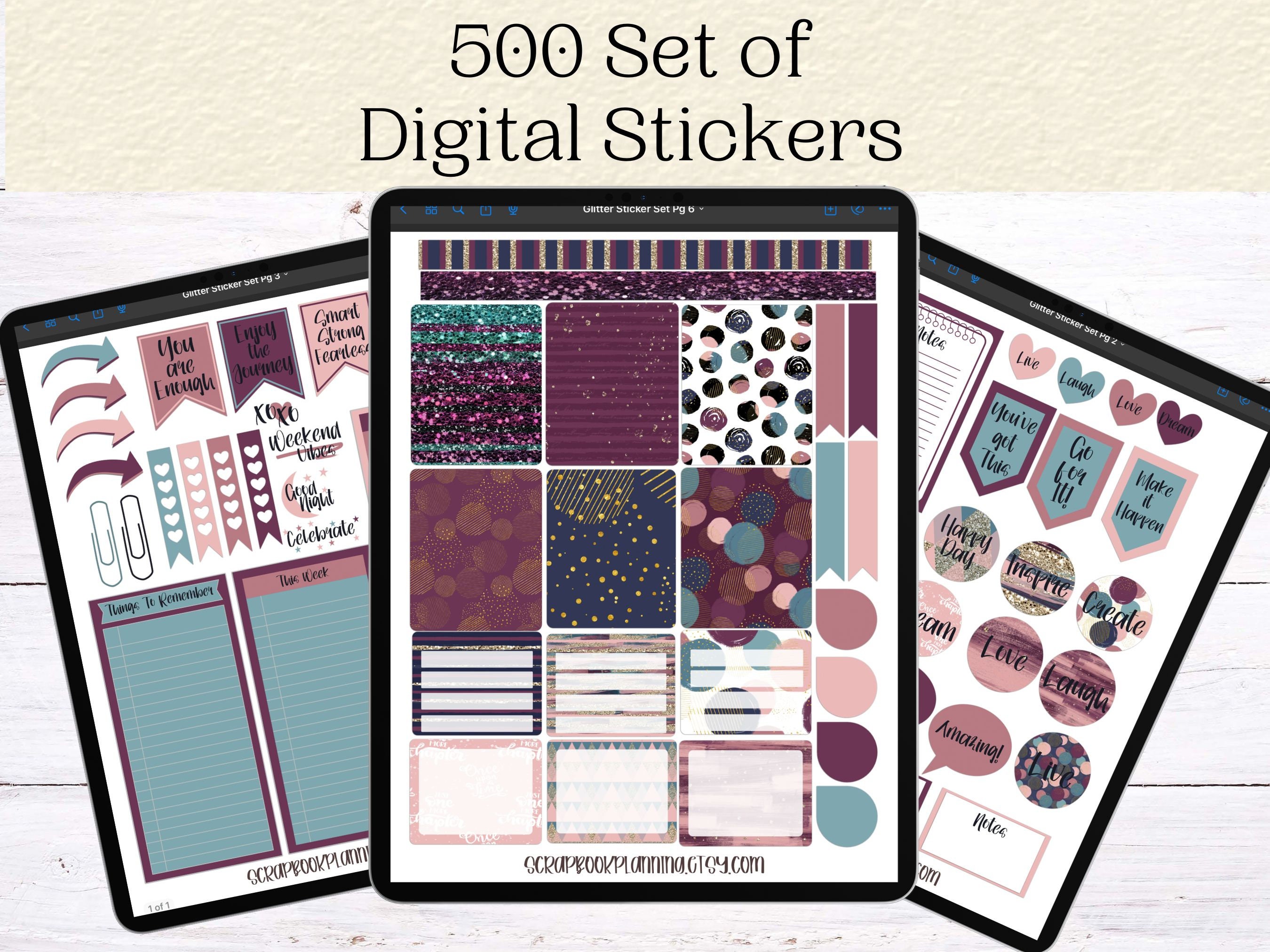 Digital Sticker Pack Glitter Theme Goodnotes Elements - Etsy