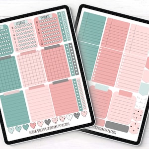 Hearts Theme Digital Planner Stickers: Goodnotes Pre-cropped Pngs ...