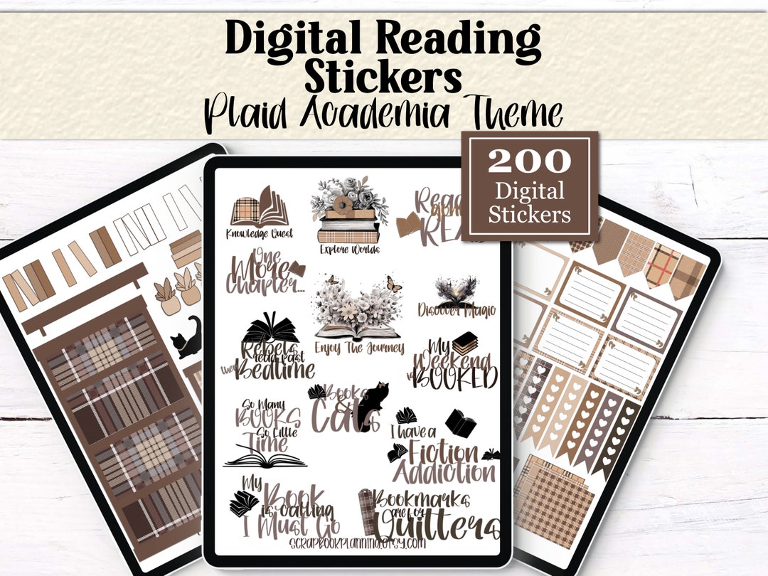 Digital Stickers for Reading Planner Book Worm Book Sticker Book Lovers ...