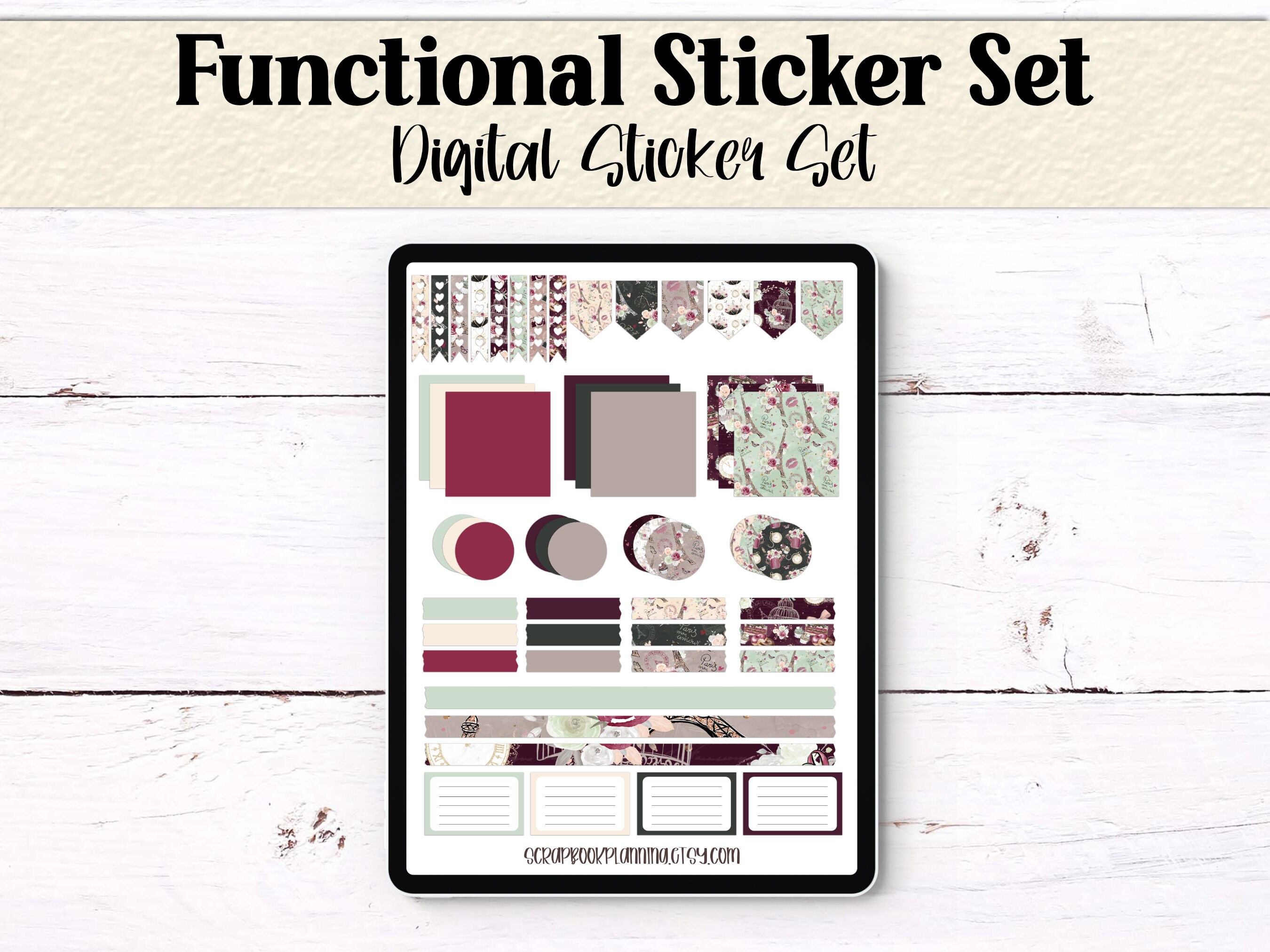 Functional Digital Stickers Paris Theme Digital Stickers Goodnote ...