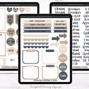 500 Digital Sticker Set | Boho Rainbow Blue and Tan Theme Planner ...