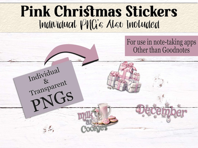 Pink Christmas Digital Stickers | 150+ Holiday Planner Stickers ...