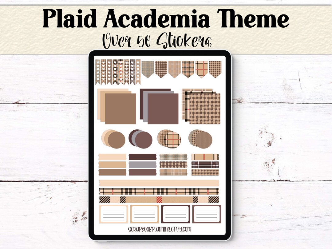 Functional Digital Stickers | Plaid Academia Theme Digital Stickers ...