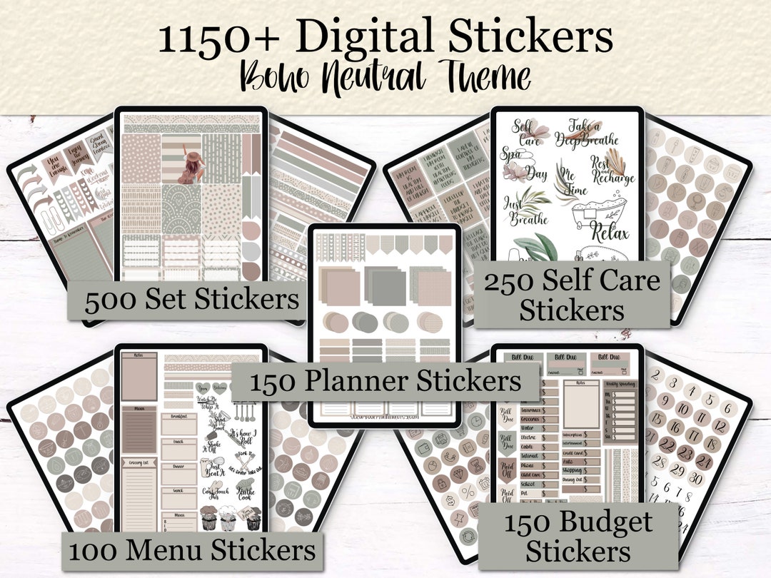 Digital Sticker Pack | Boho Neutral Theme | Functional | Budget | Meal ...