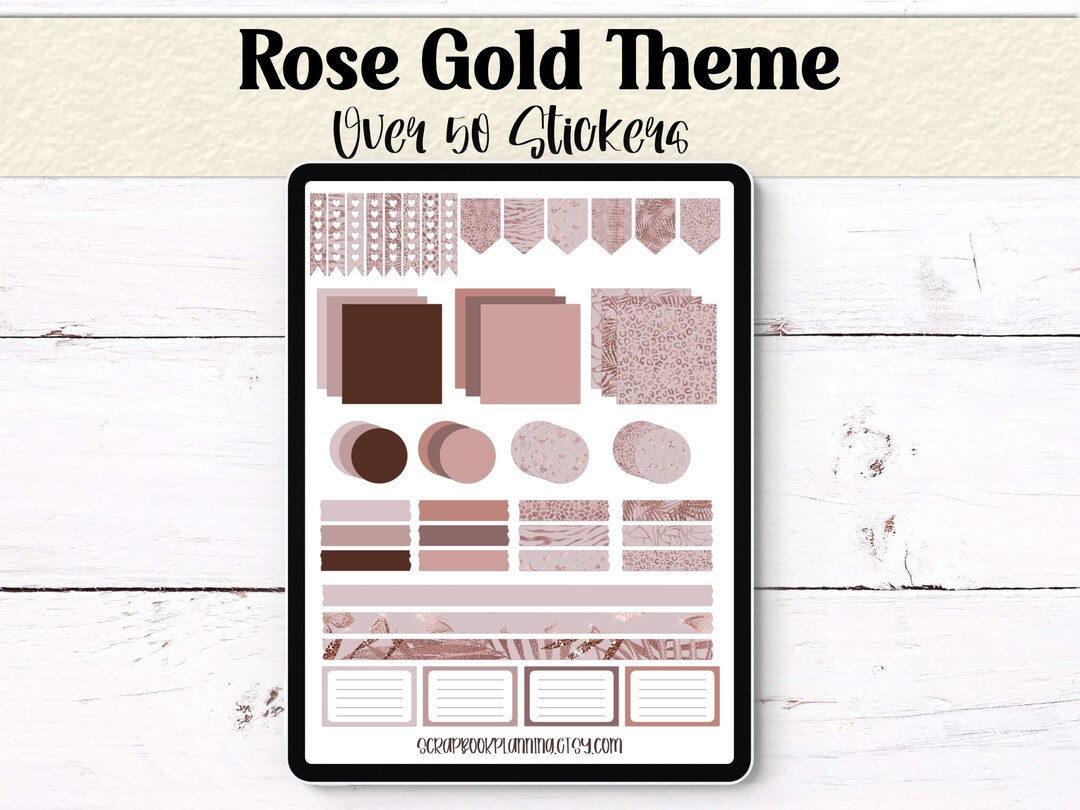 Rose Gold Digital Planner Stickers: Goodnotes Pre-cropped Pngs (digital ...