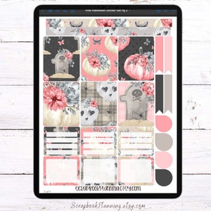 Pink Halloween Digital Sticker Set | October Digital Planner Stickers ...