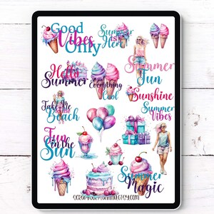 Summer Digital Sticker Set | June Digital Planner Stickers | iPad ...