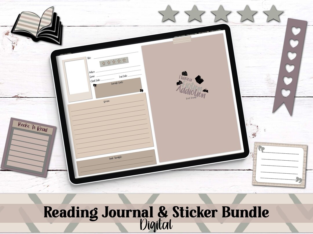Boho Neutral Reading Journal | Digital Planner Bundle for Goodnotes ...