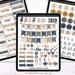 500 Digital Sticker Set | Boho Rainbow Blue and Tan Theme Planner ...