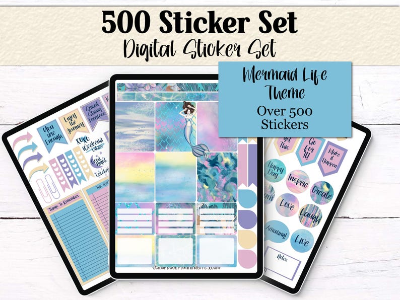 Mermaid Life Digital Stickers | 500+ Pastel Planner Stickers ...