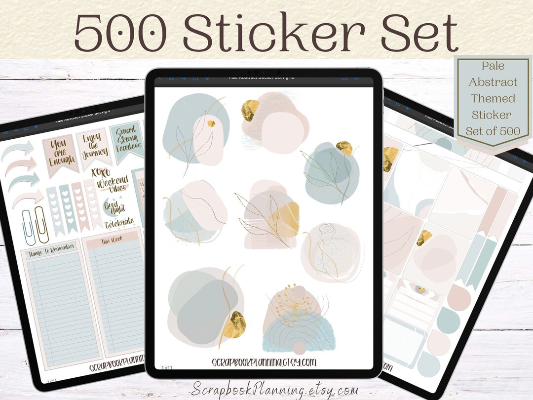 Pale Abstract Digital Sticker Set Digital Planner Stickers 500 iPad ...