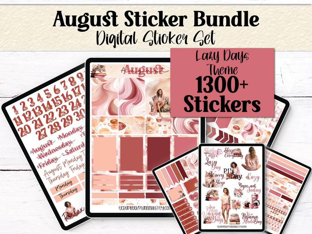 August Digital Stickers | Lazy Days Theme | Spring Stickers ...