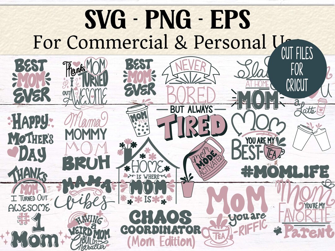 Mother's Day SVG Bundle: 20 Mom Cut Files (commercial Use) - Etsy