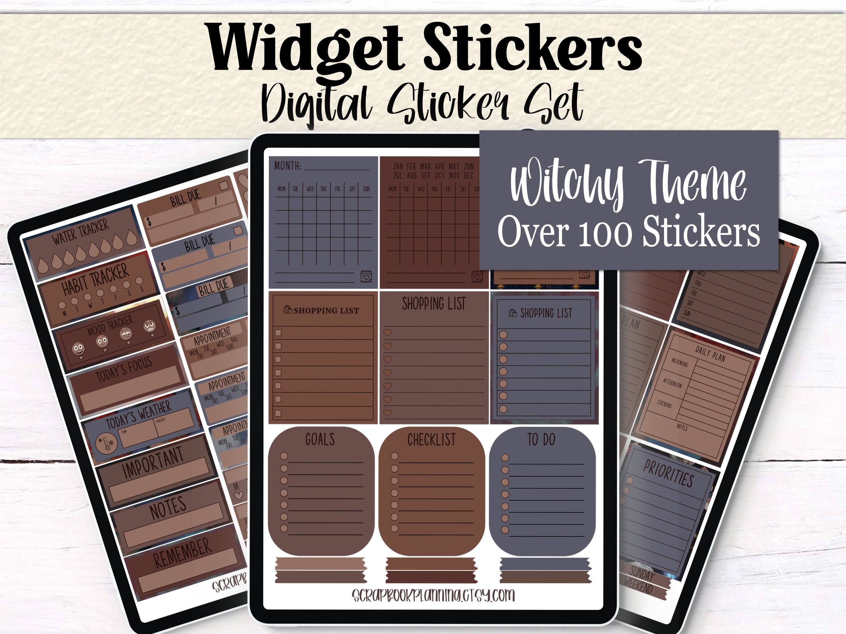 Digital Widget Stickers Witchy Theme Digital Stickers Goodnote Elements ...