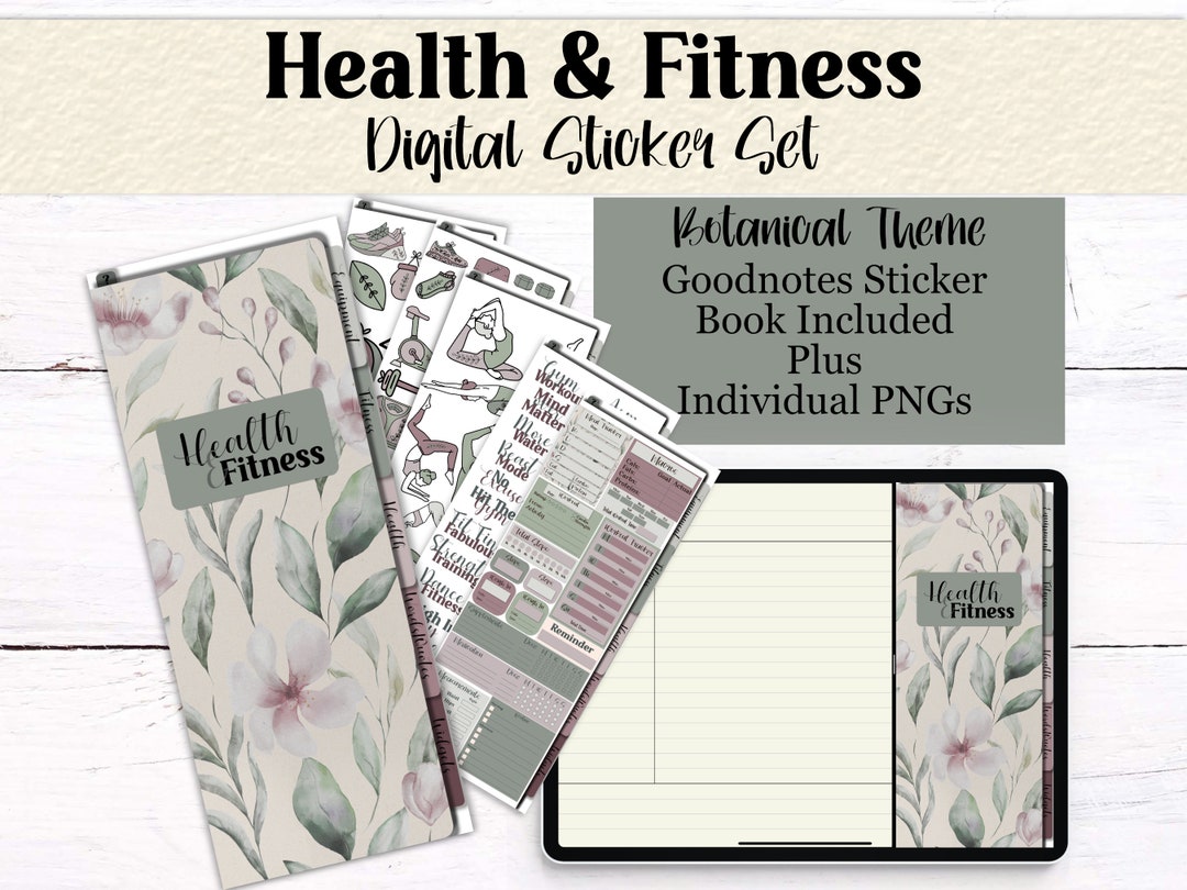 Wellness Fitness Stickers Botanical Theme Digital Planner Stickers ...