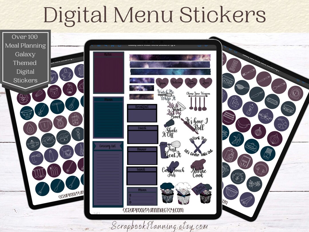 Meal Planner Stickers Digital Baking Stickers Galaxy Meal Planner ...