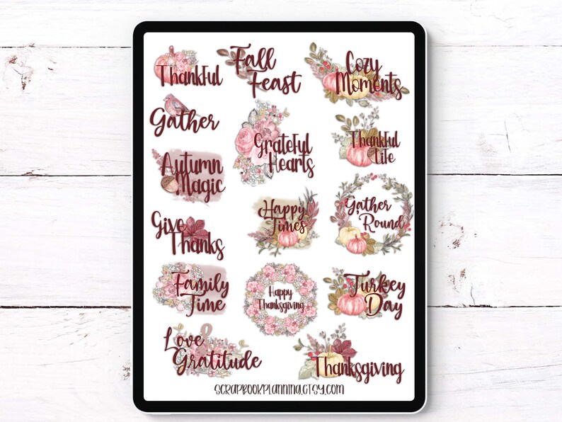 Pink Thanksgiving Digital Sticker Pack | 150+ Fall Planner Stickers ...